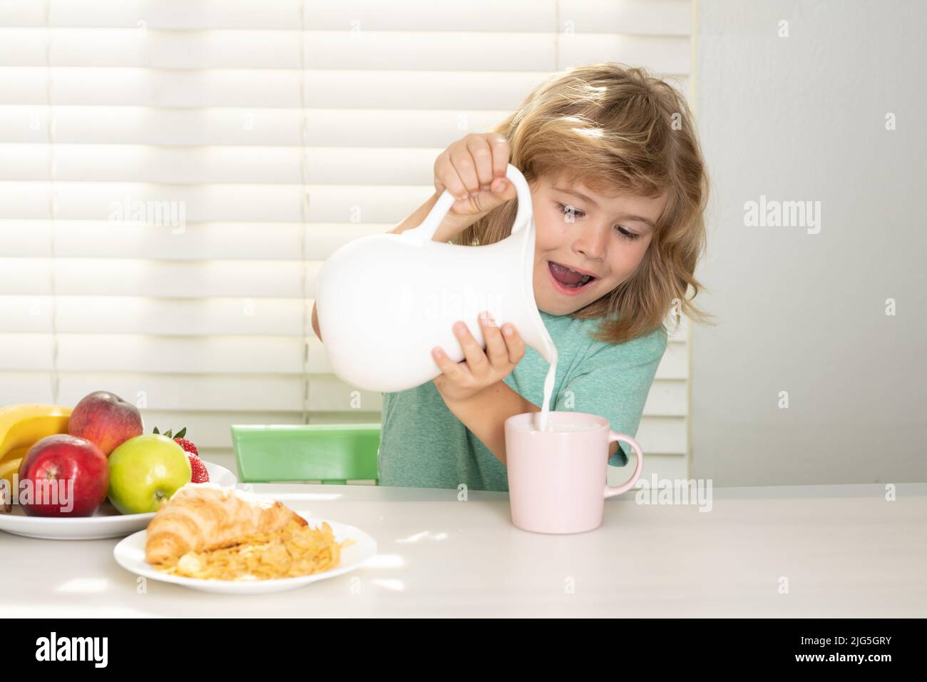 Kid bot eating meal. Healthy nutrition for children. Child enjoy eating ...