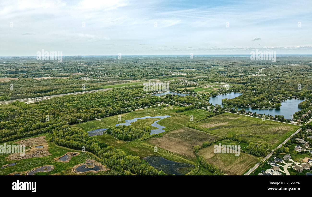 A wide aerial view of brown county wisconsin - home of green bay ...