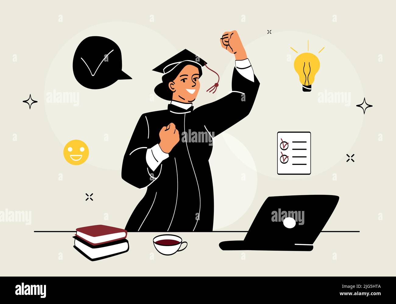 Woman passed online exam Stock Vector Image & Art - Alamy