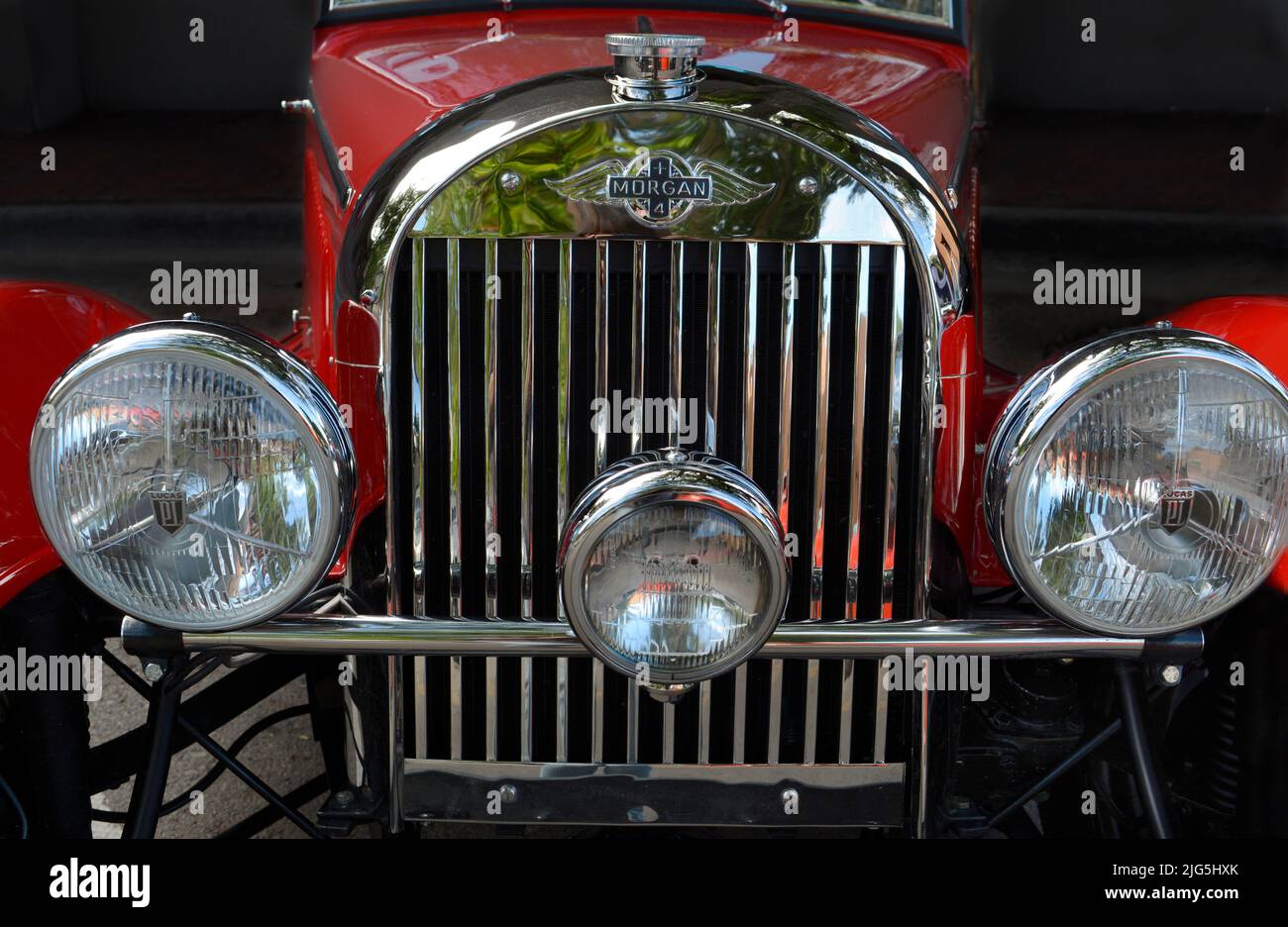 The front grille of a rare 1952 Morgan Plus 4 sports car, made in the ...