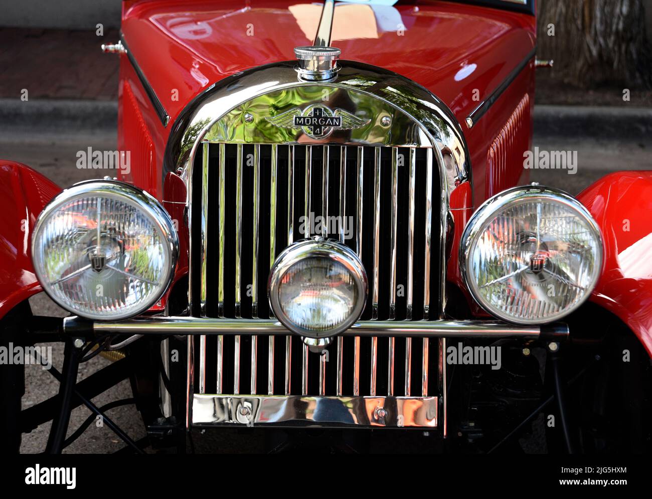 The front grille of a rare 1952 Morgan Plus 4 sports car, made in the ...