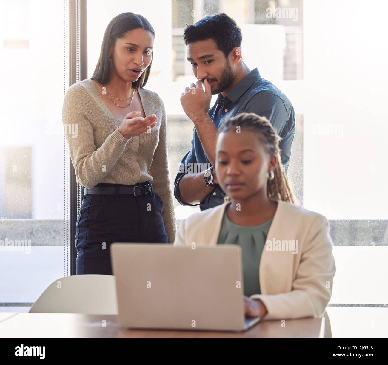 Not everyones going to support you. Shot of two businesspeople ...