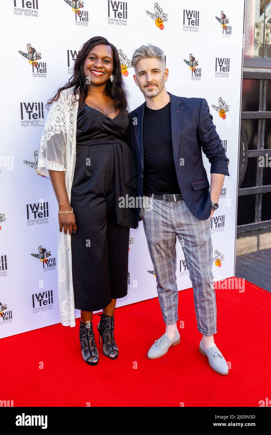 (L-R) Lola Atkins and Gold Movie Awards founder James Matthewson attend ...