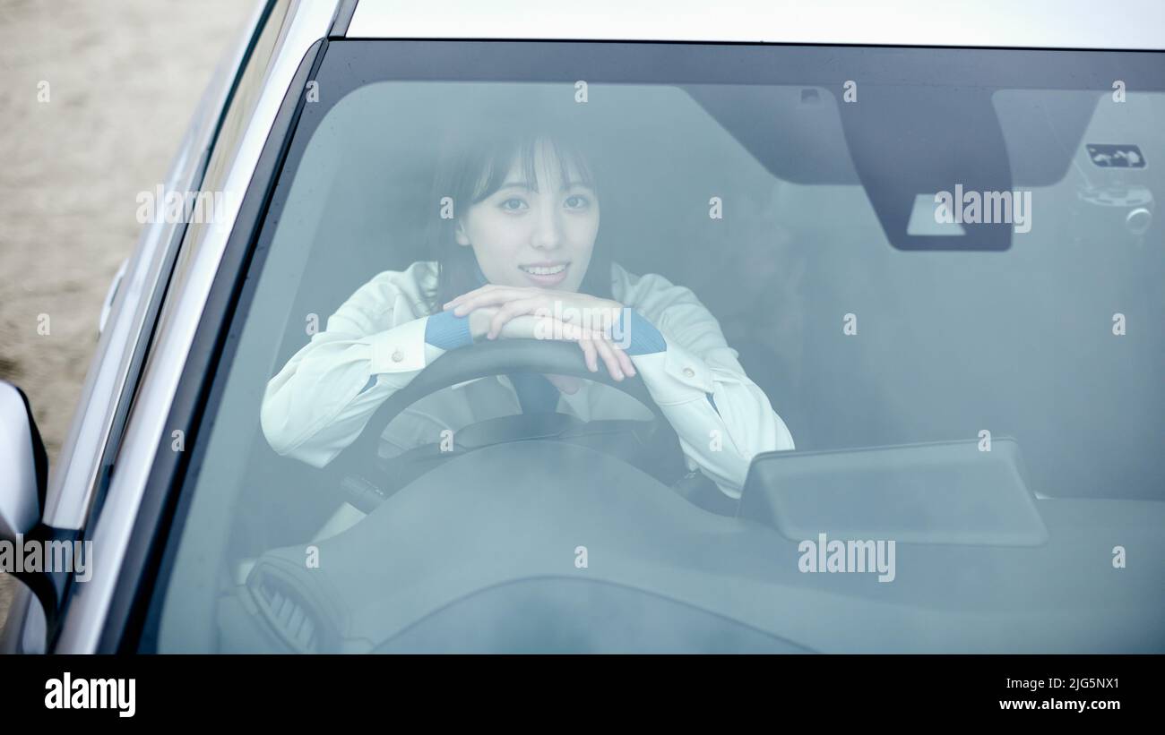 Japanese woman having a drive Stock Photo - Alamy