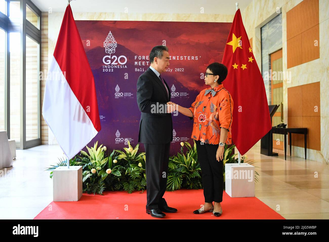 Bali, Indonesia. 7th July, 2022. Chinese State Councilor and Foreign Minister Wang Yi meets with ...