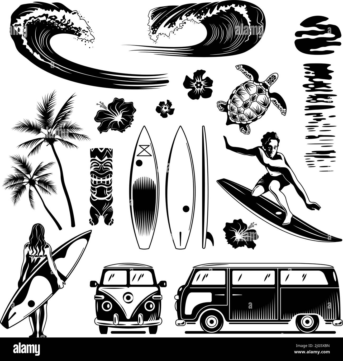 Teen surfing water wave Stock Vector Images - Alamy