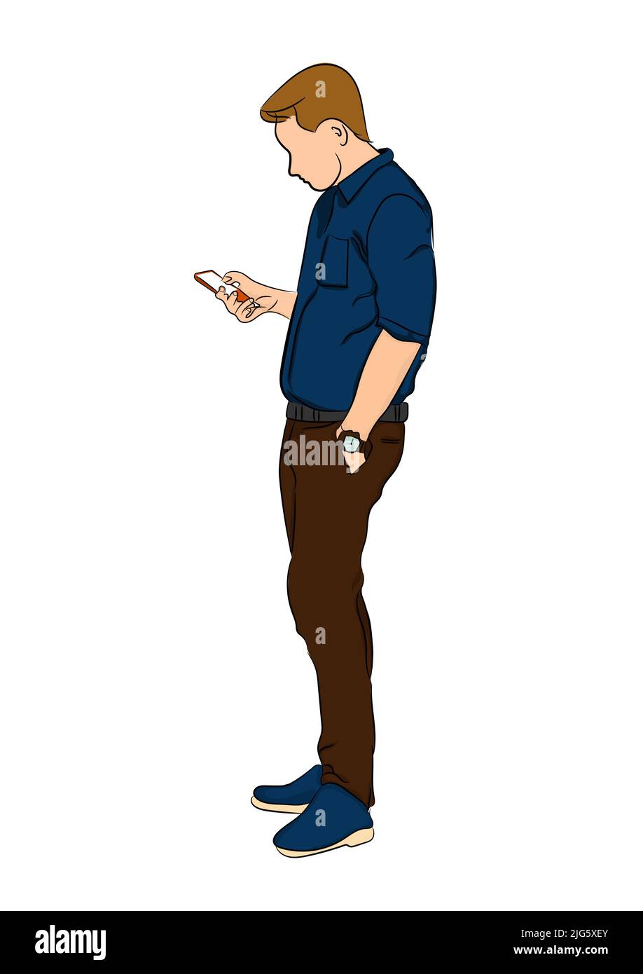 Man Standing Drawing Easy With Colour