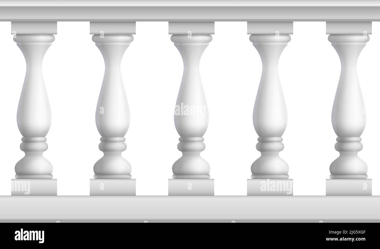 Balcony fence railing composition with realistic front view image of ...