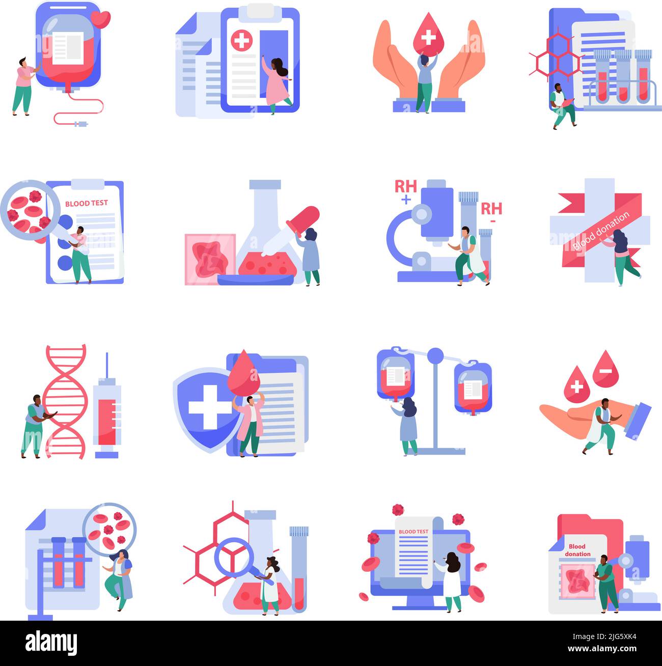 Blood donation icons set with healthcare symbols flat isolated vector ...
