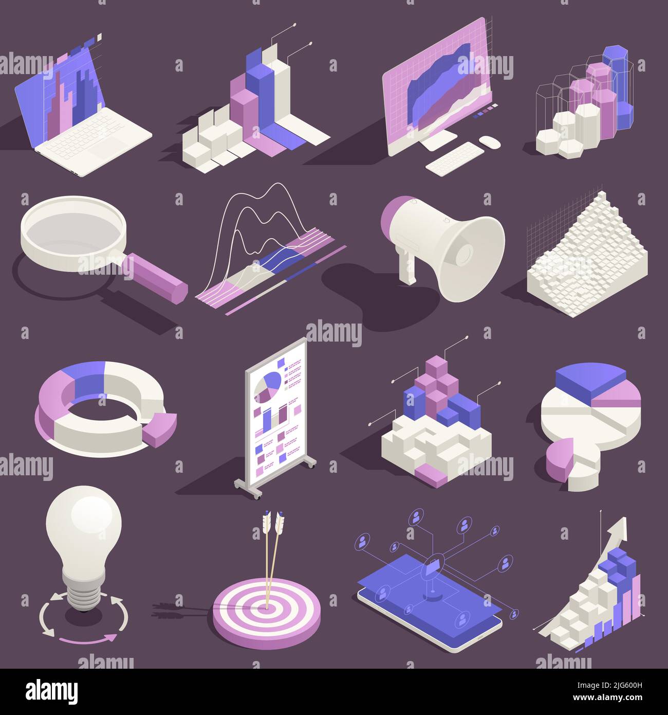 Market research elements isometric set of graphs target loudspeaker ...