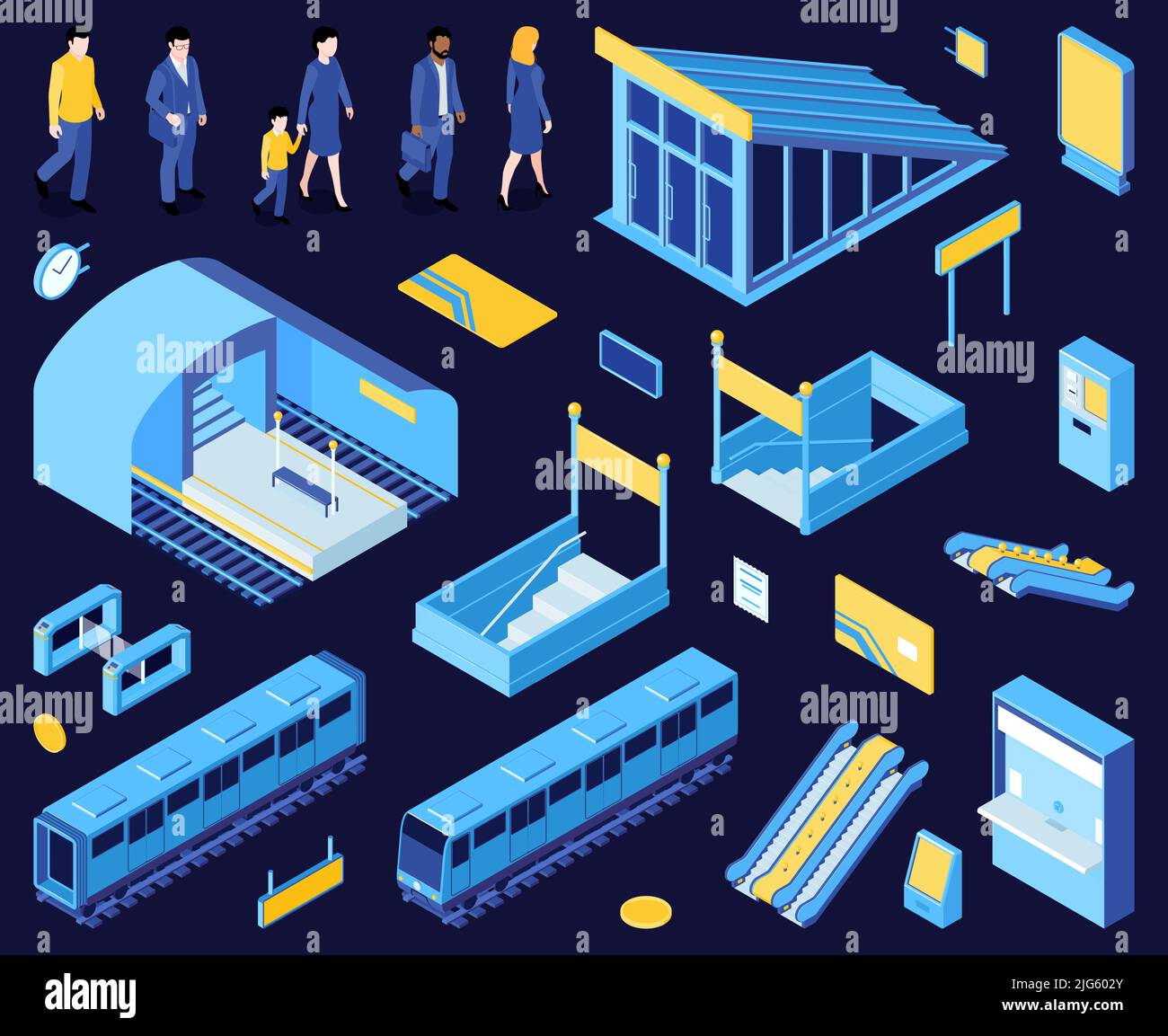 Subway station entry ticket gate staircases escalators coach ...