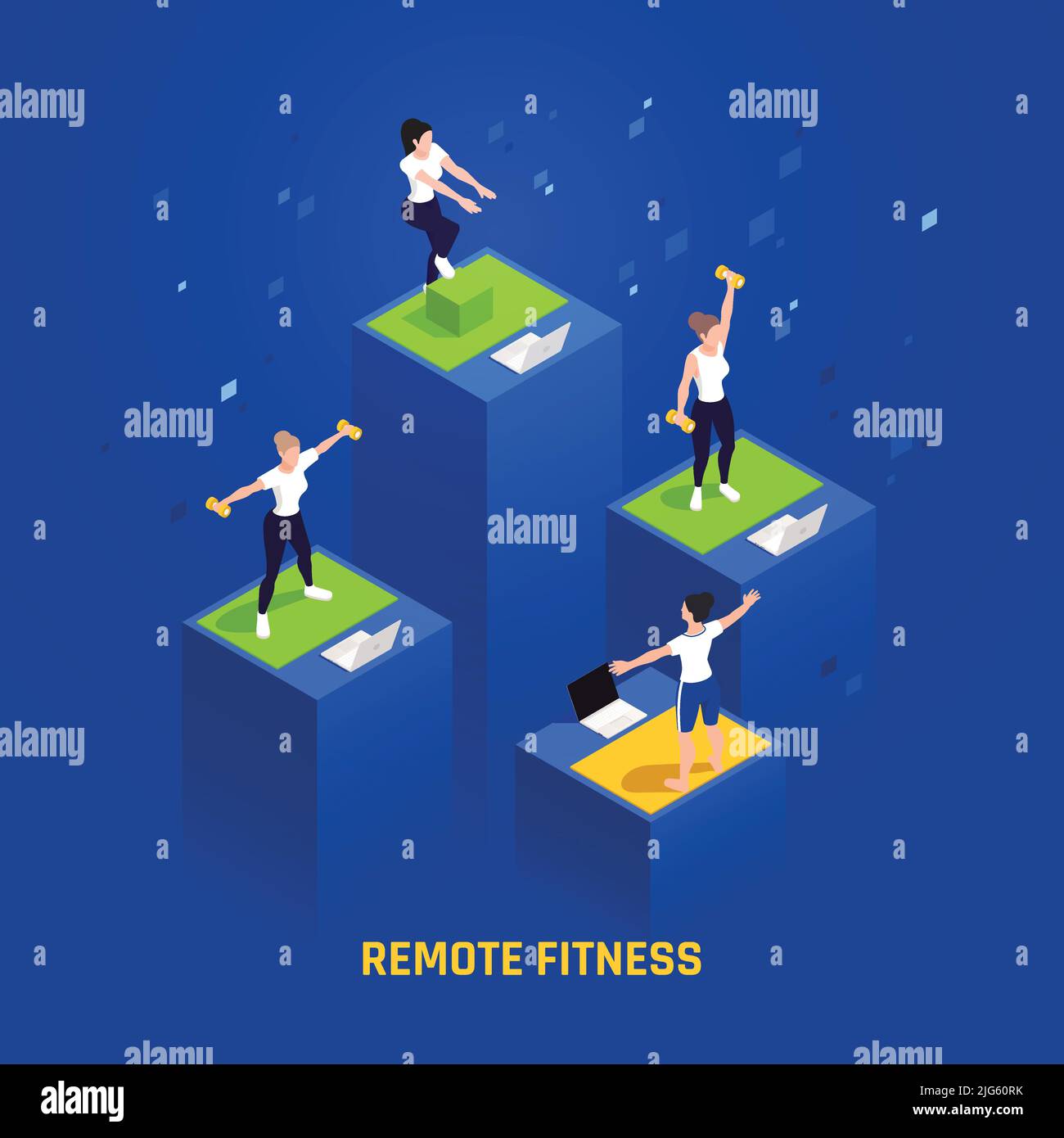 Remote fitness group exercise isomeric composition with class members ...