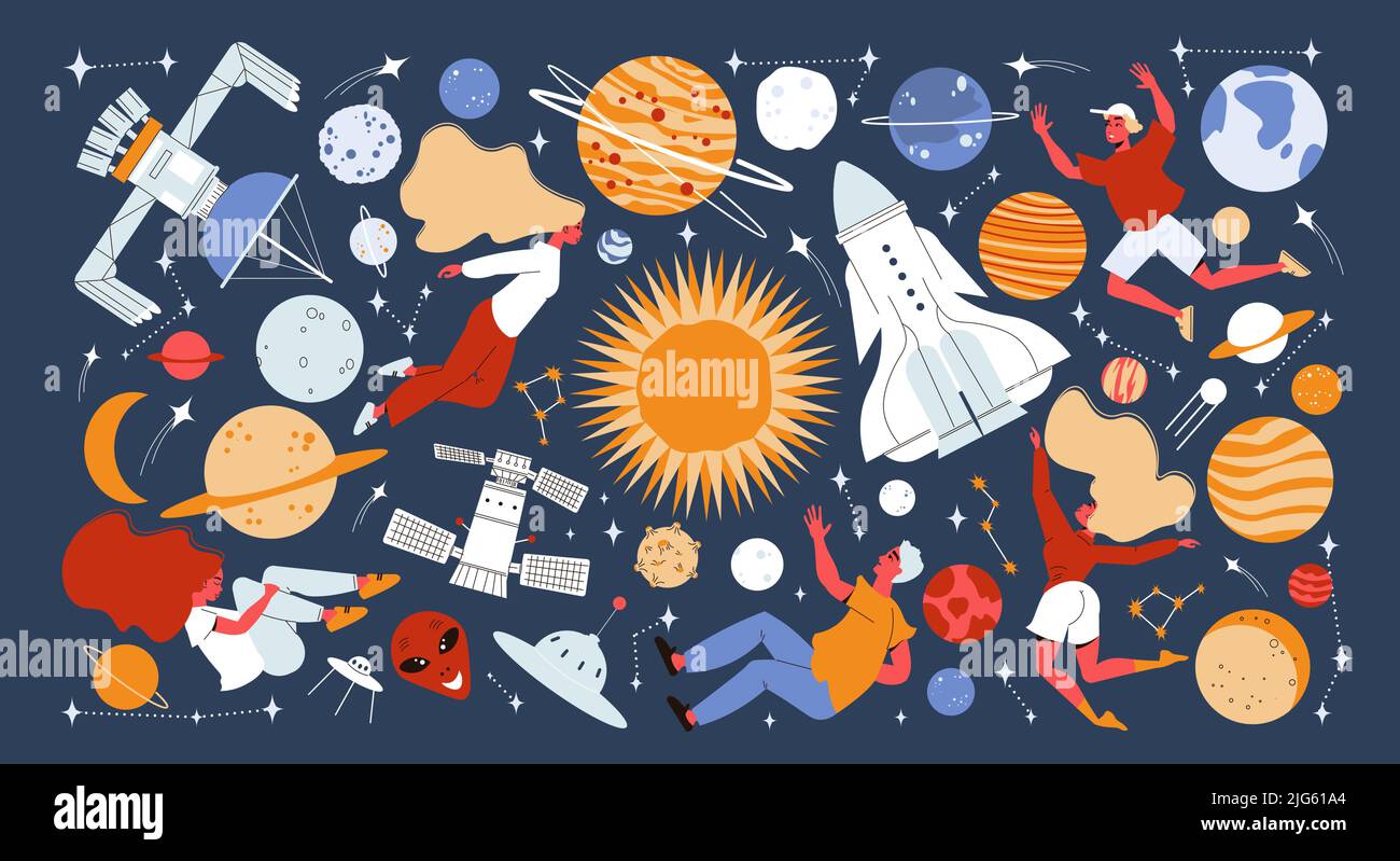 Space composition with isolated images of stars trajectories ...