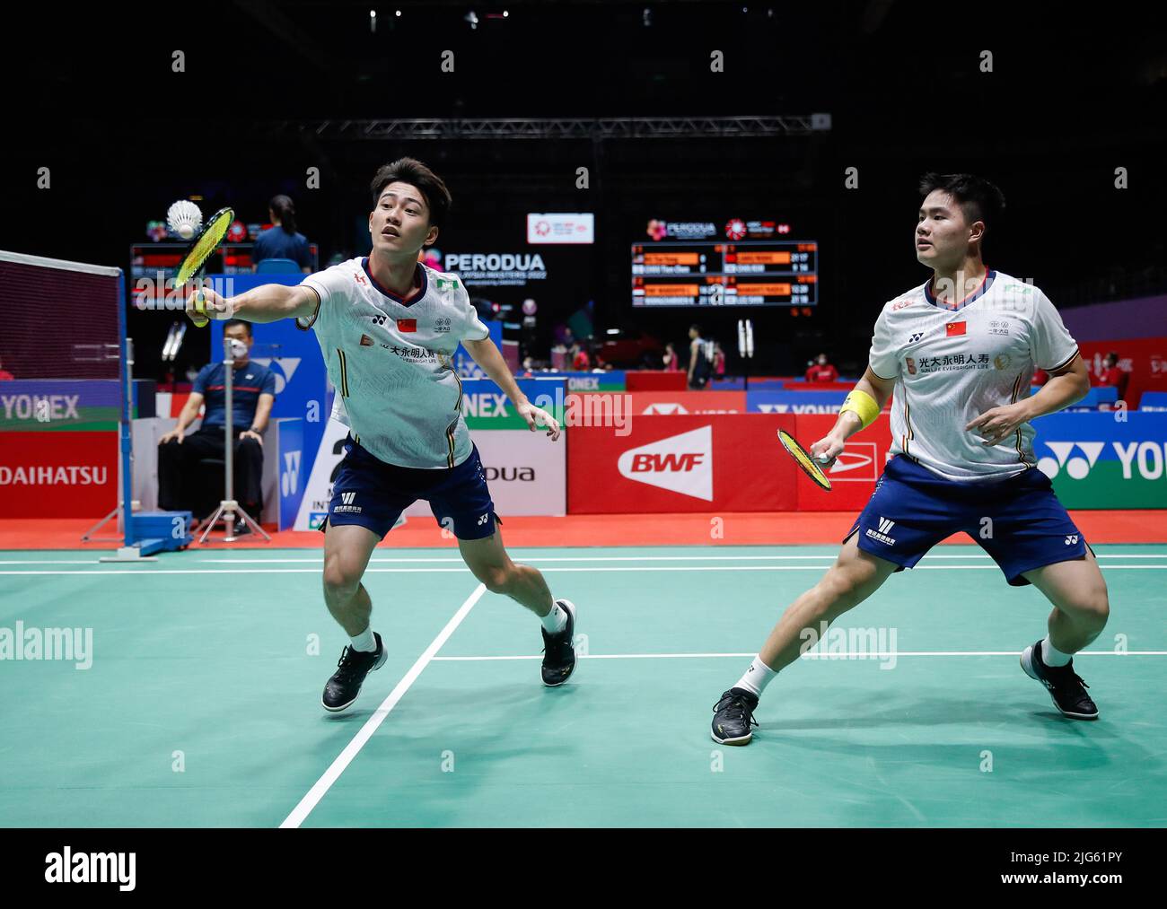 Kuala Lumpur, Malaysia. 07th July, 2022. Liang Wei Keng (R) and Wang Chang of China compete ...