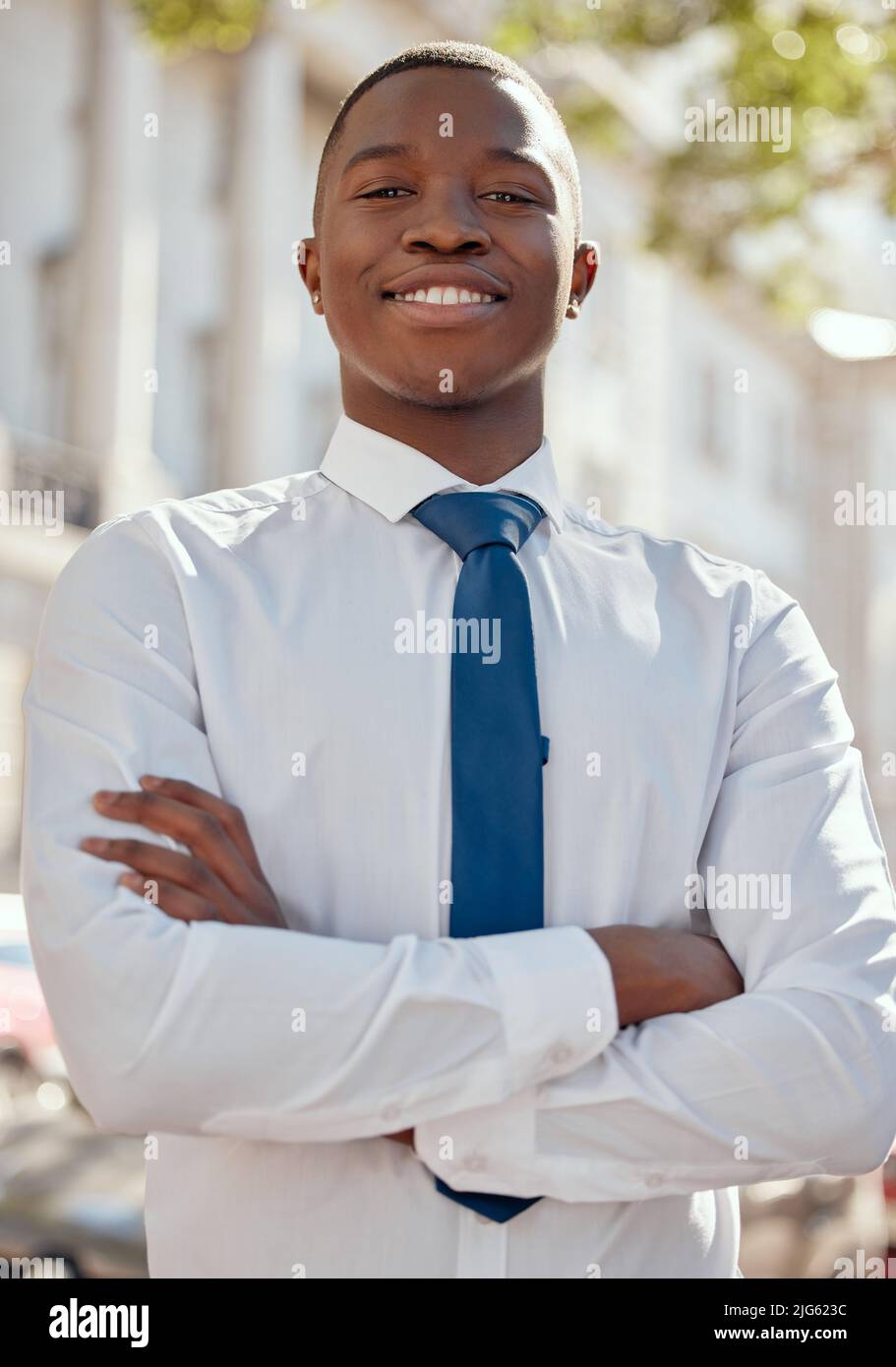 Looking forward to the success coming. Shot of a young businessman ...