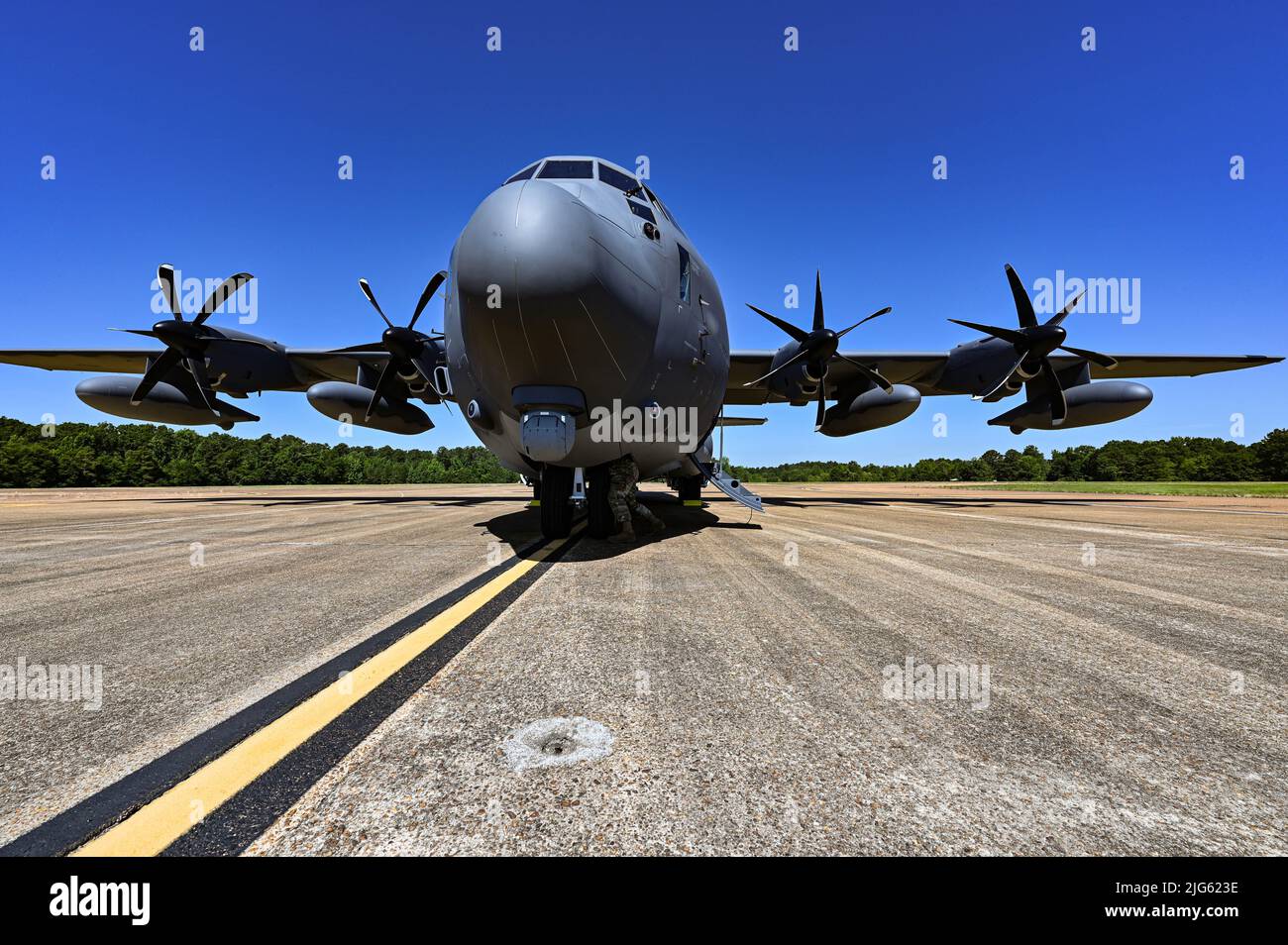 An MC-130J Commando II sits on the flightline, June 24, 2022, at ...