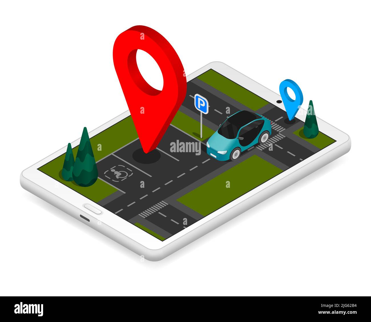 Isometric parking composition with abstract sign in the form of a three ...