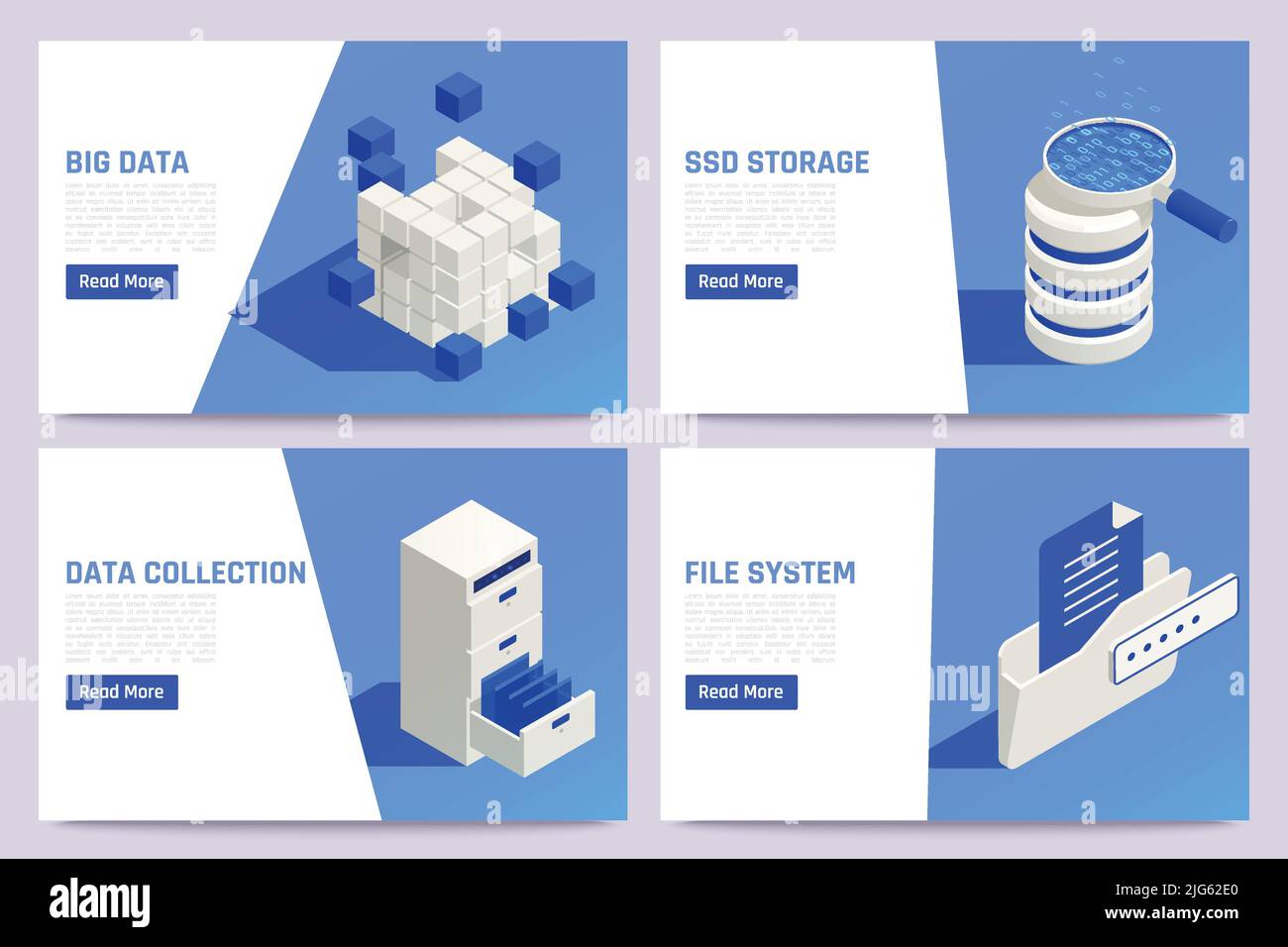 Big data analysis isometric vertical banners set with collection symbols isolated vector ...