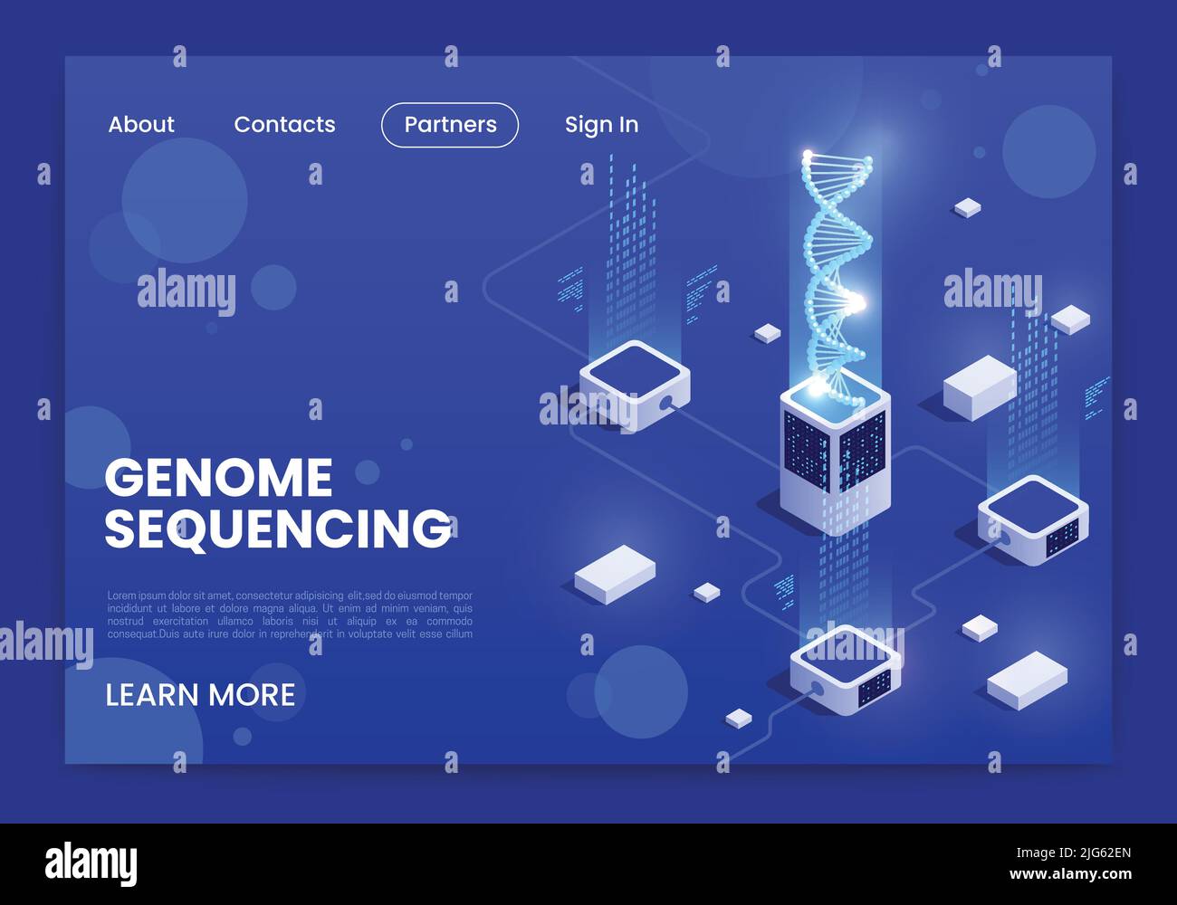 Genetic engineering isometric page design with laboratory research symbols vector illustration ...
