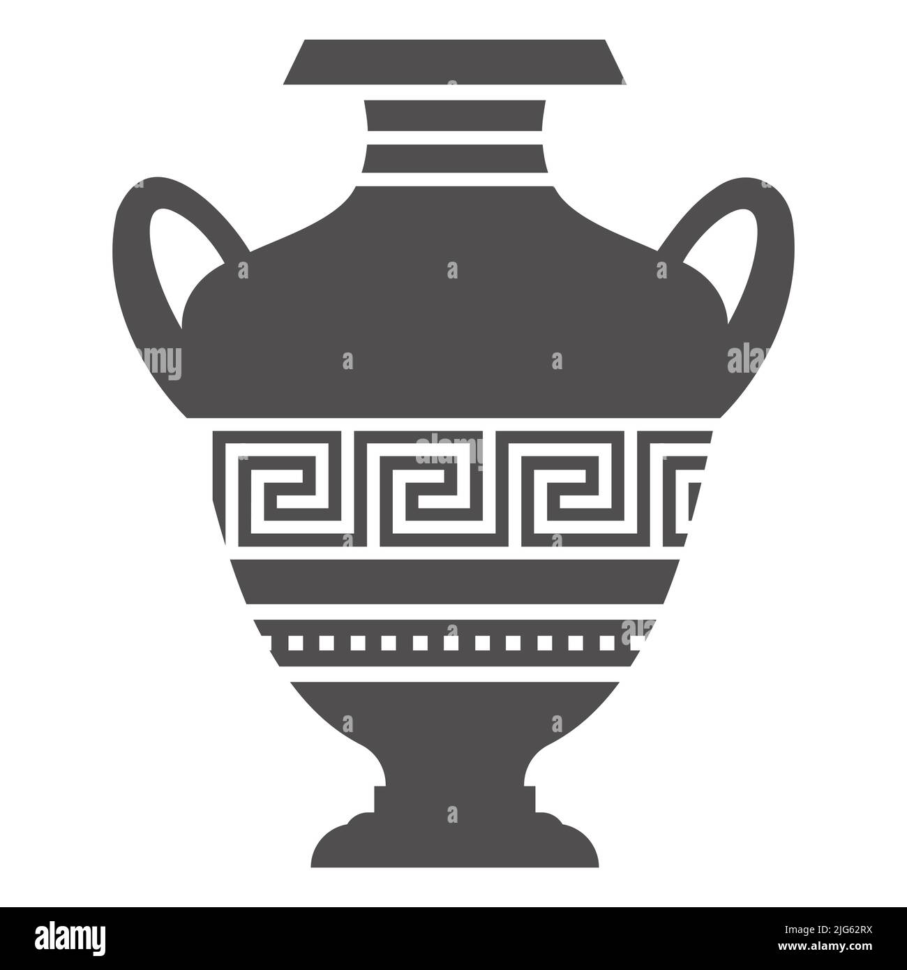 Greek vase silhouette. Ancient amphora and pot with meander pattern ...