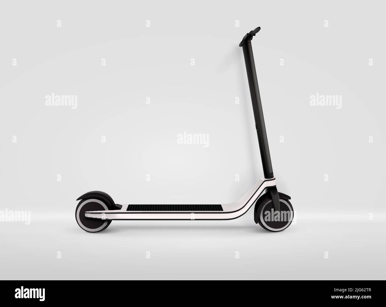 Side view of electric speed kick scooter on grey background realistic ...