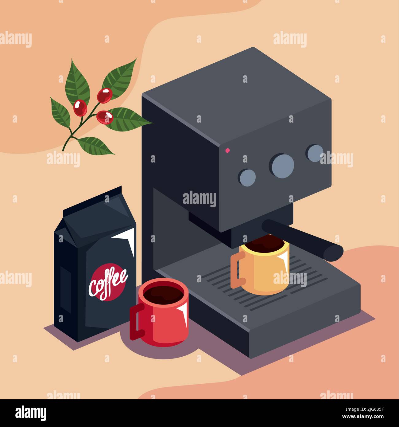 coffee isometric appliance with cups Stock Vector Image & Art - Alamy