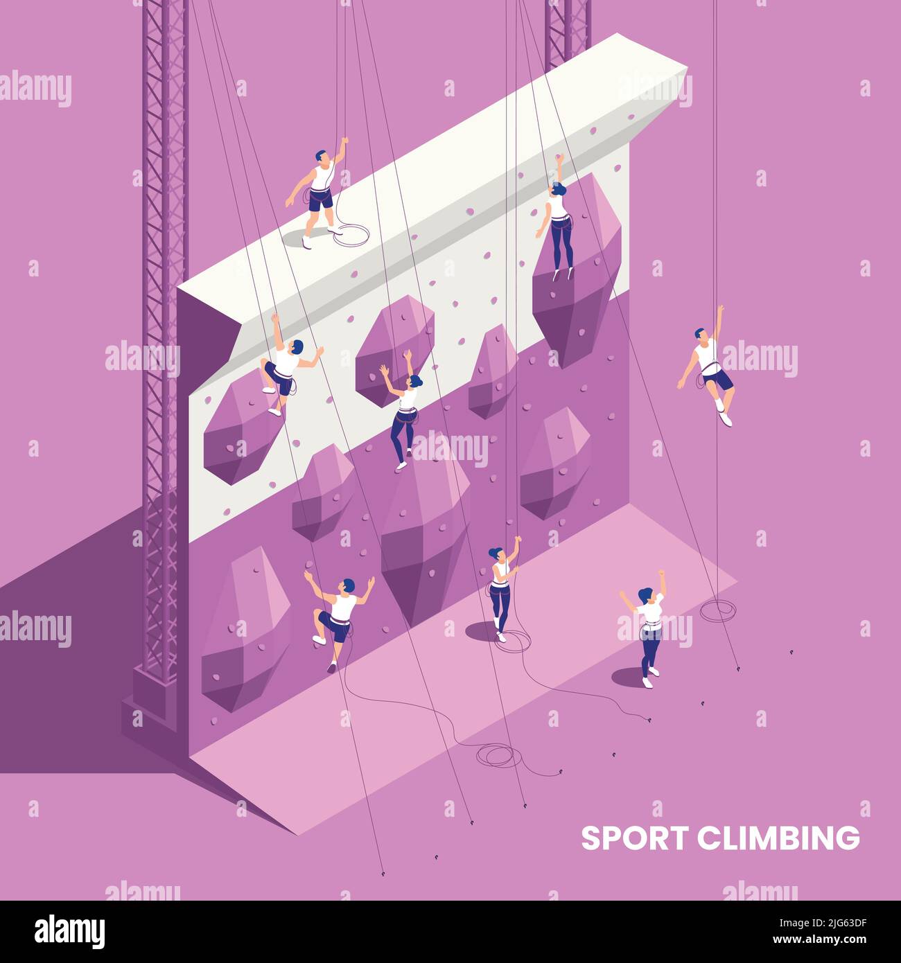 Rock climbing sport indoor gym wall isometric element with handholds ...
