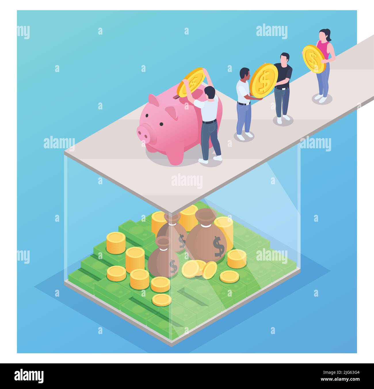 Financial education literacy isometric colored composition collectively ...