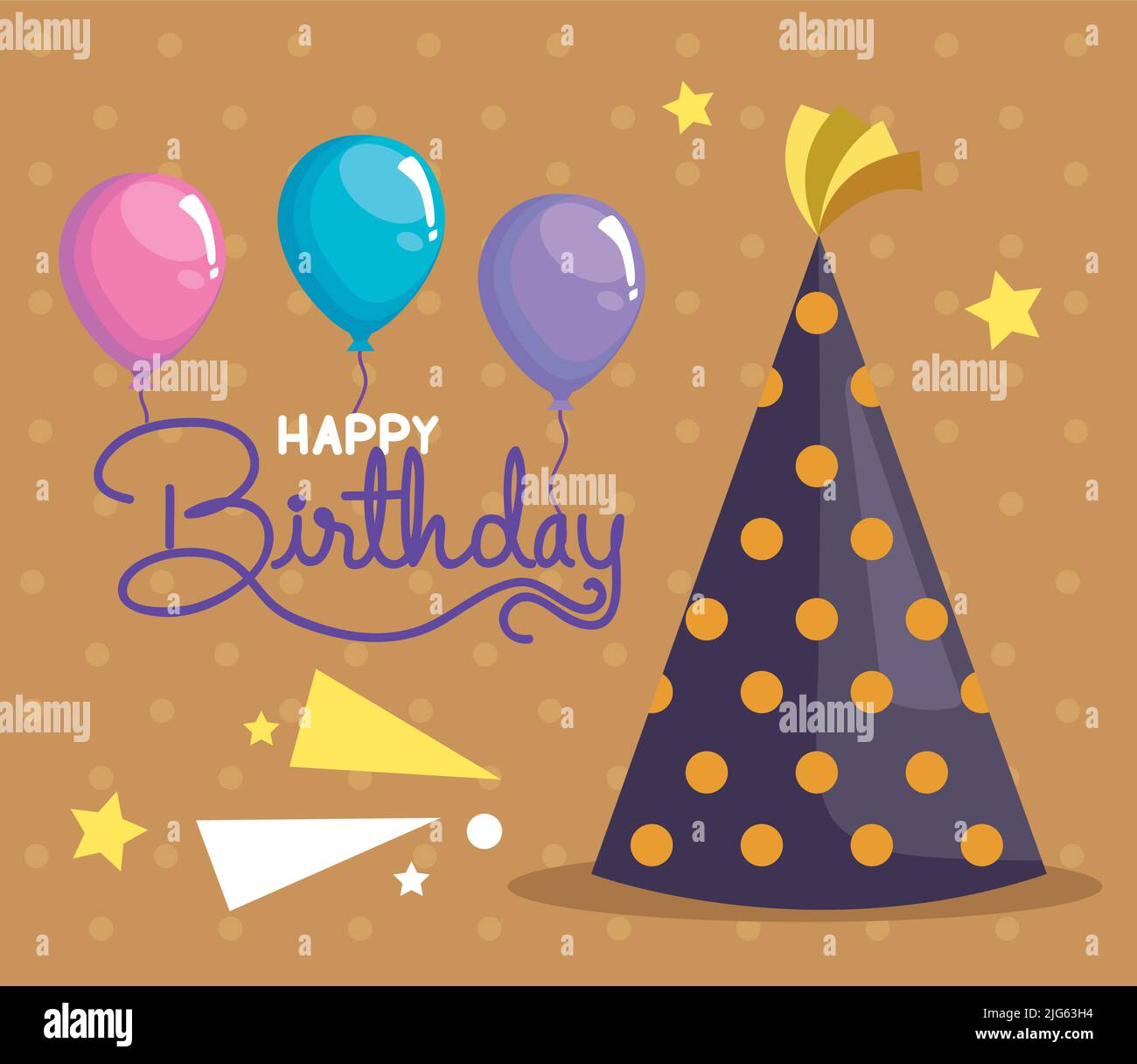 happy birthday lettering with hat Stock Vector Image & Art - Alamy