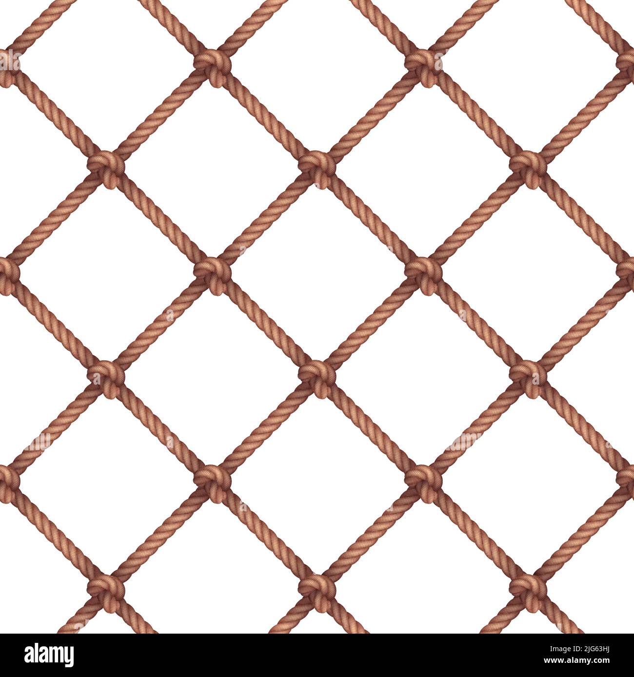 Rope cord knots vertical diamond rhombus realistic fishing net lattice ...