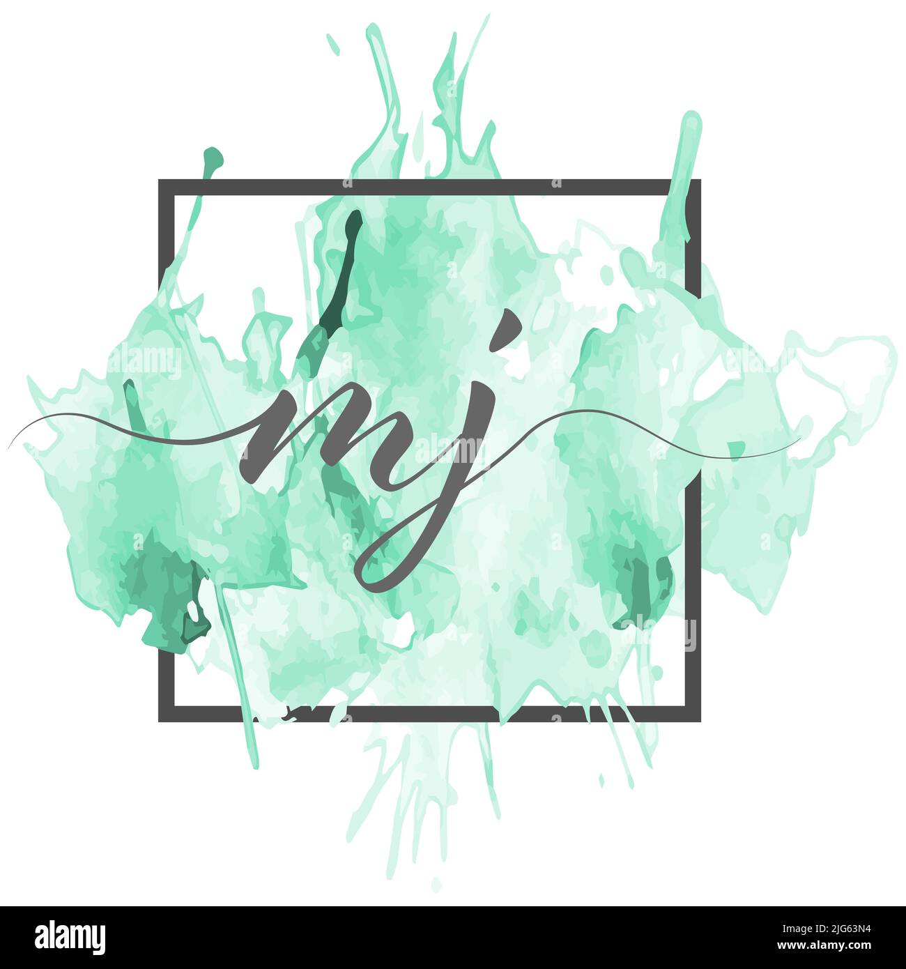 Calligraphic lowercase letters M and J are written in a solid line on a ...