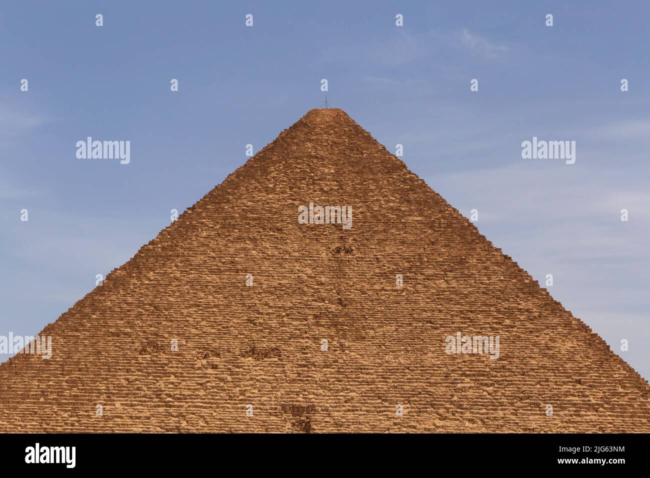 view on Great pyramid of Giza against blue sky Stock Photo - Alamy