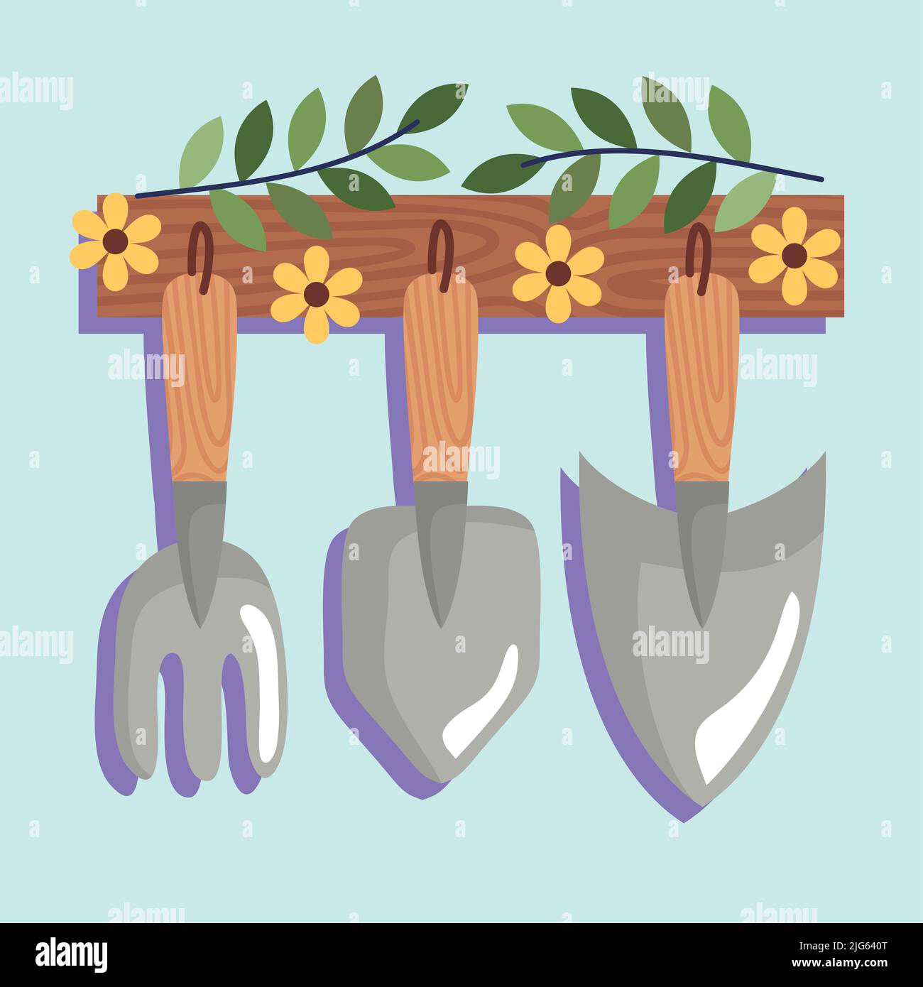 gardening tools hanging with flowers Stock Vector Image & Art - Alamy