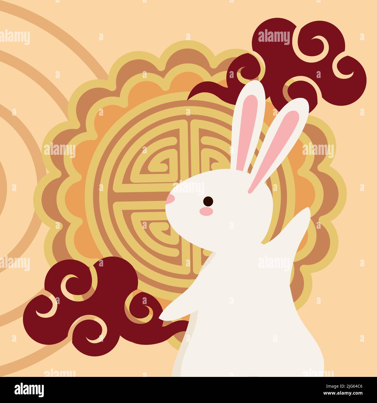 chinese moon festival rabbit with mooncake Stock Vector Image & Art - Alamy