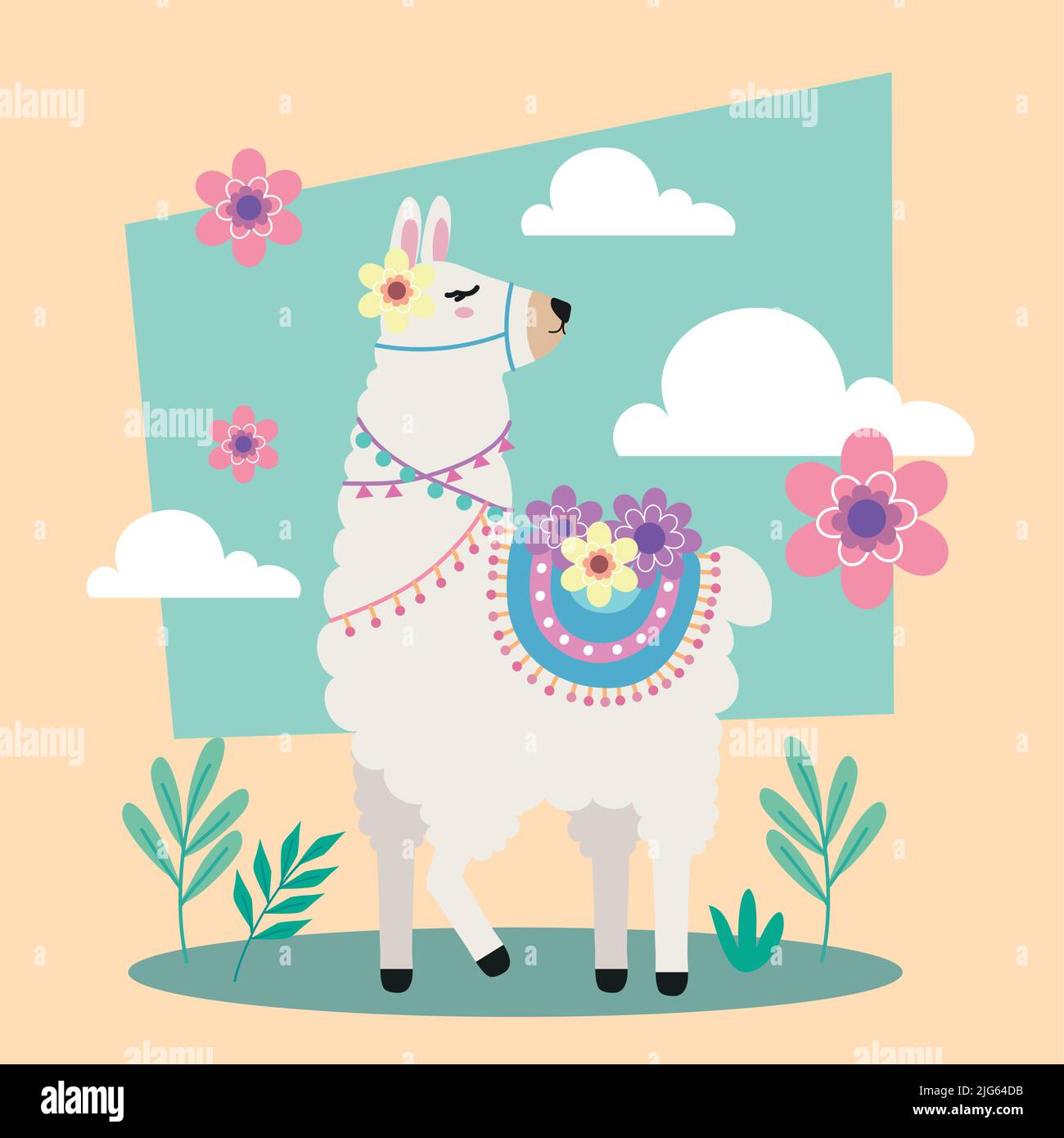 sweet llama with clouds Stock Vector Image & Art - Alamy