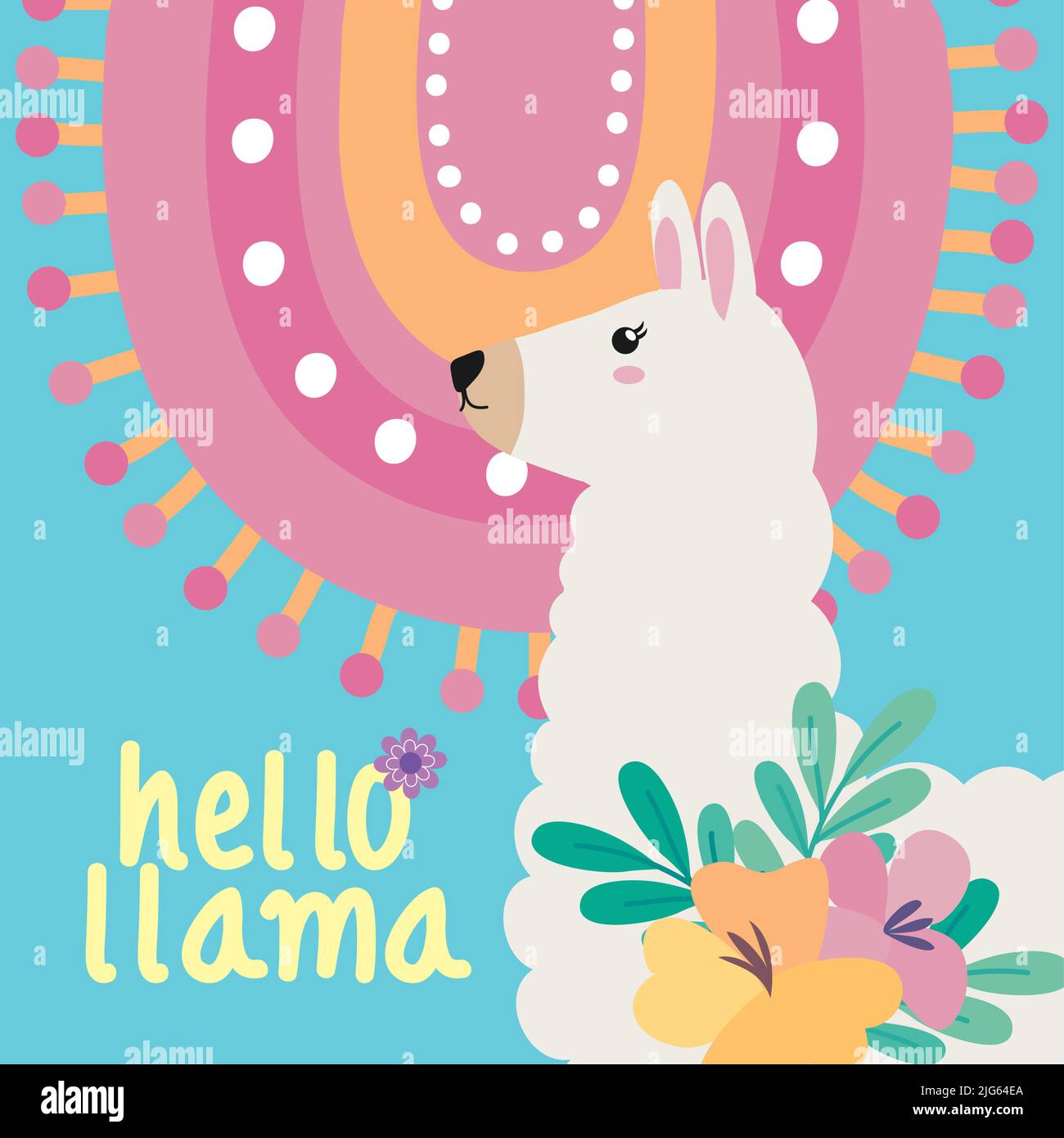 Hello llama lettering hi-res stock photography and images - Alamy