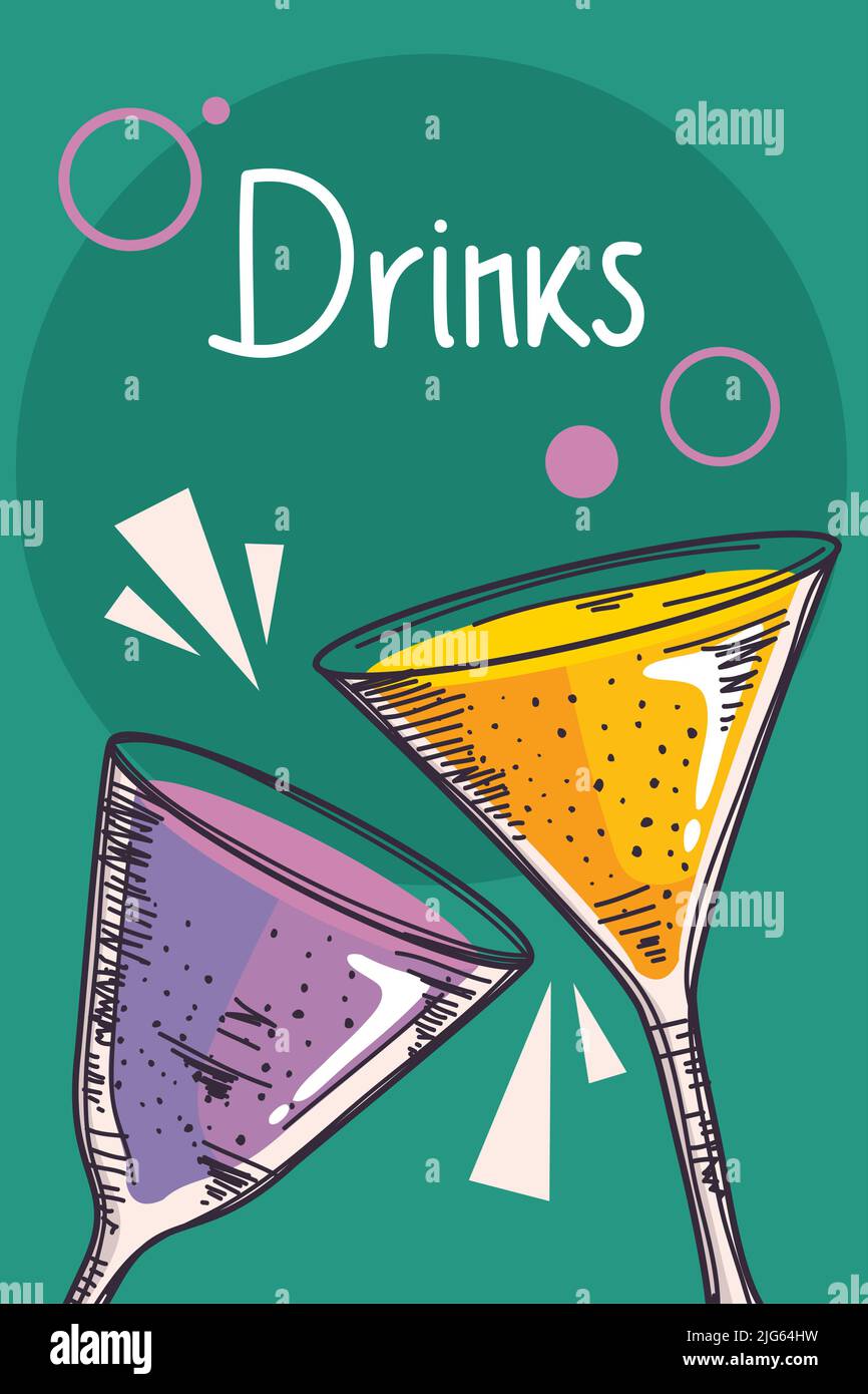 drinks lettering with pair cups Stock Vector Image & Art - Alamy