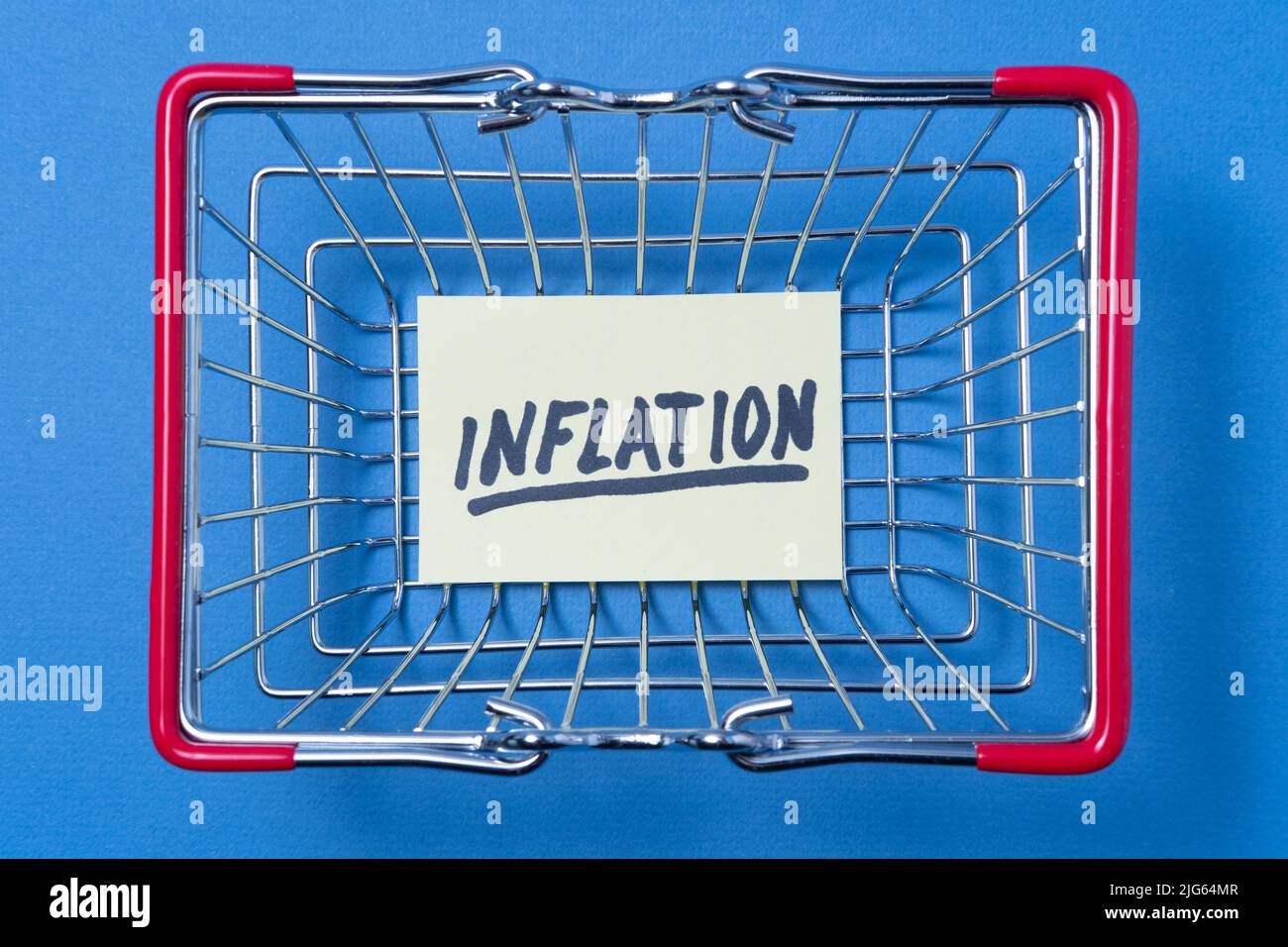 Grocery basket with a poster on which the inscription inflation Stock ...