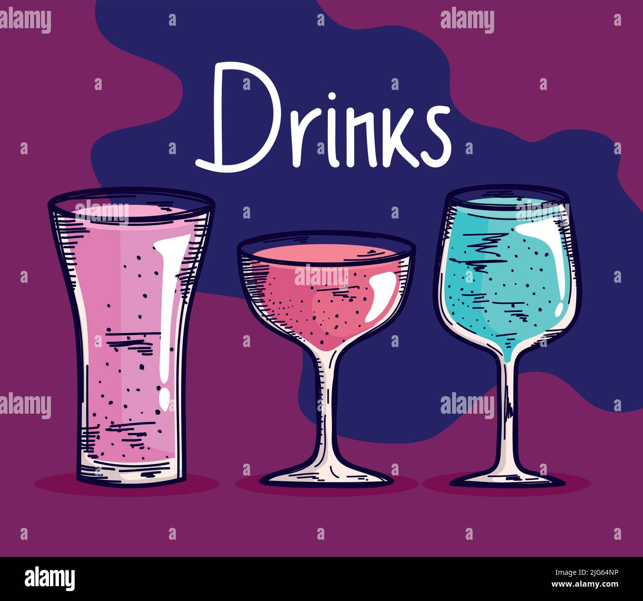 drinks lettering with three beverages Stock Vector Image & Art - Alamy