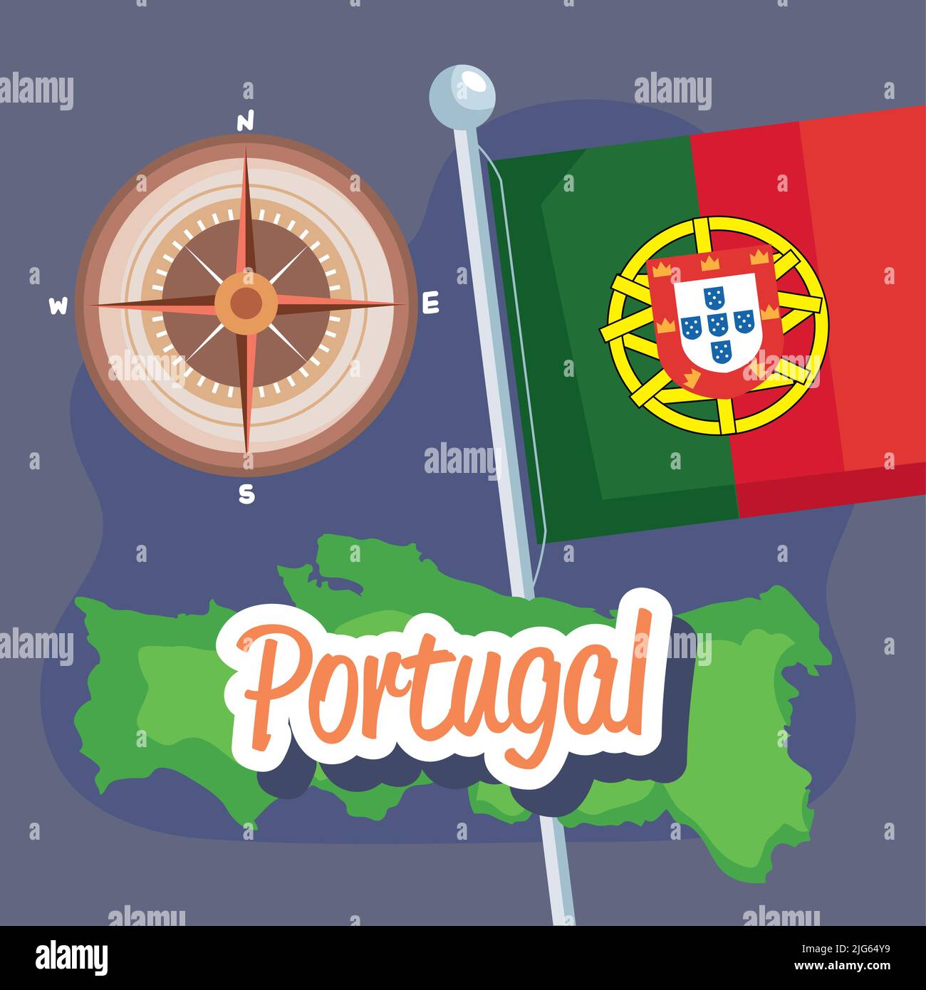 portugal lettering with compass Stock Vector Image & Art - Alamy