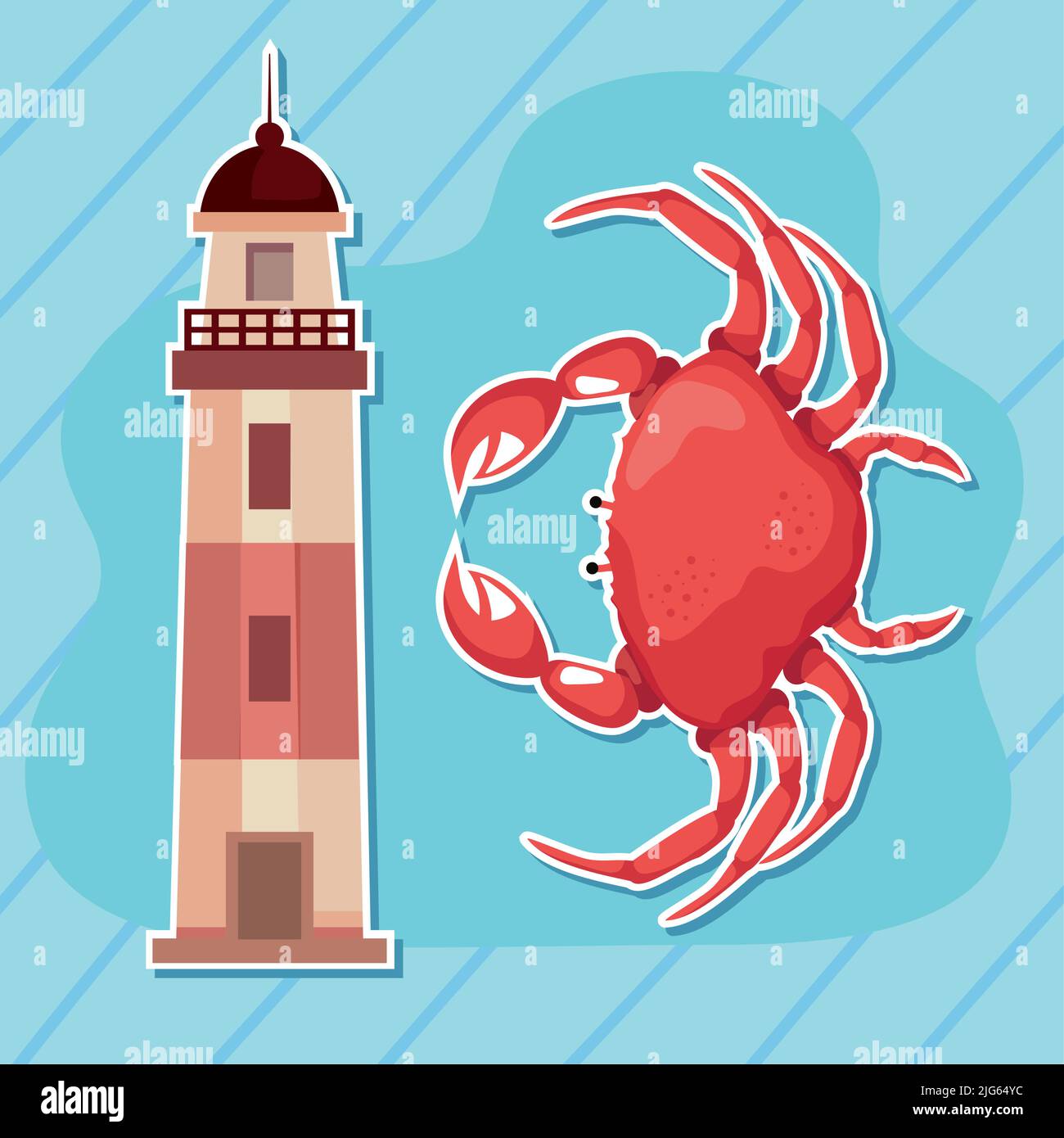 lighthouse with crab nautical Stock Vector Image & Art - Alamy