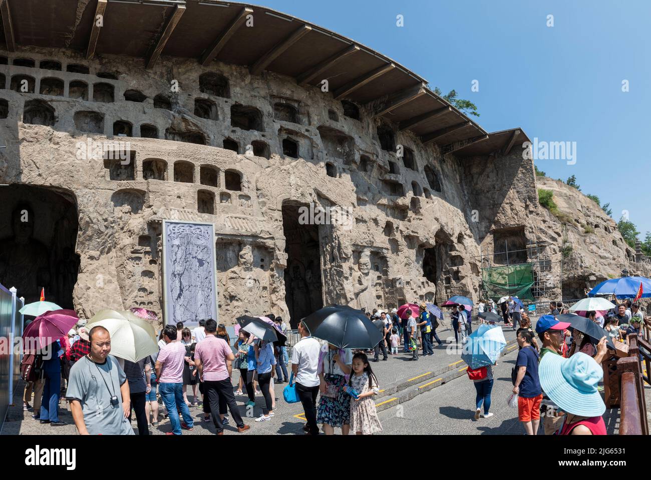 Carved statues of Longmen Grottoes (Longmen Caves). The complex was ...