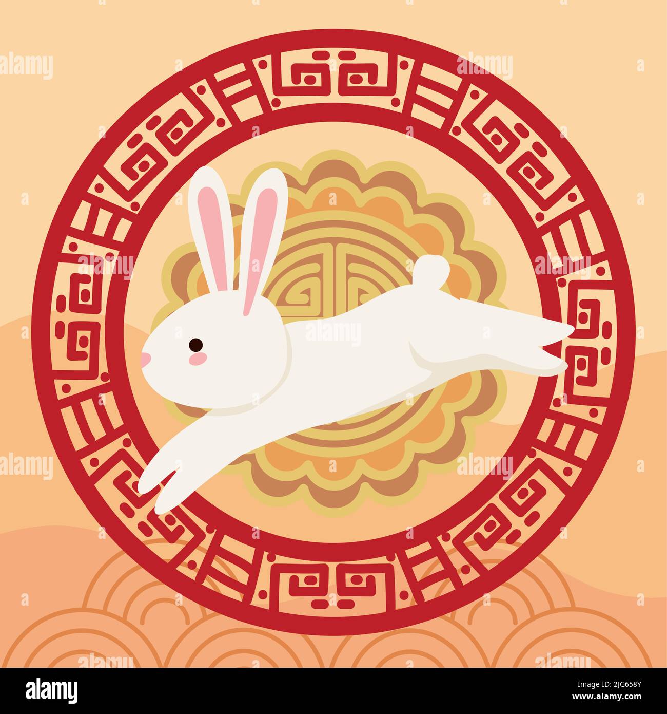chinese moon festival rabbit with frame Stock Vector Image & Art - Alamy