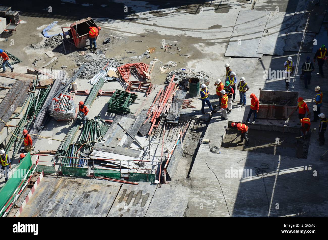 Asian labor people and thai labour workers use machine and heavy ...