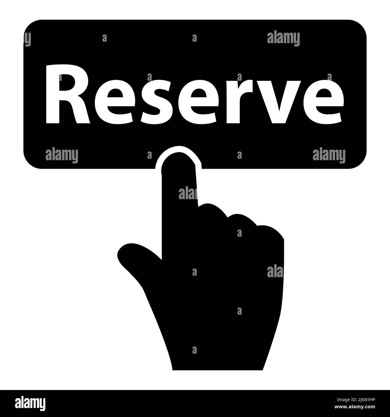 click reserve button on white background. finger presses on black ...