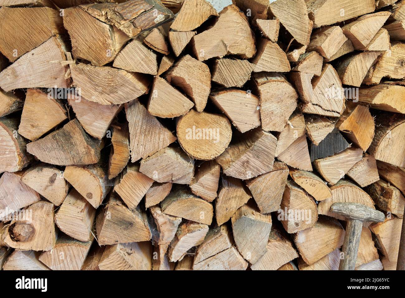Preparation of firewood for the winter. Stacks of firewood in the ...
