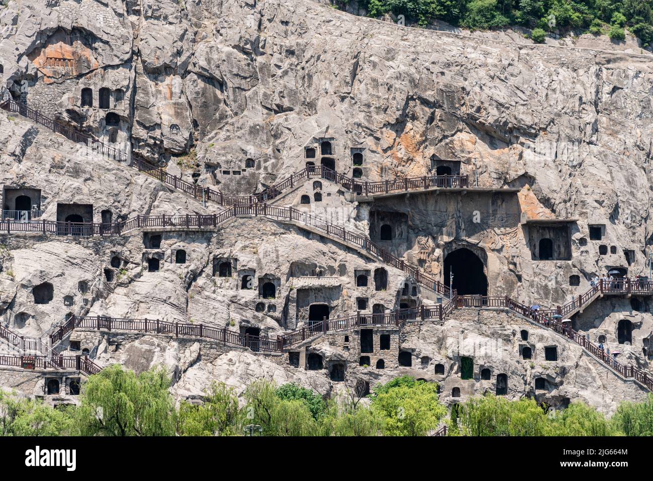 Carved statues of Longmen Grottoes (Longmen Caves). The complex was ...