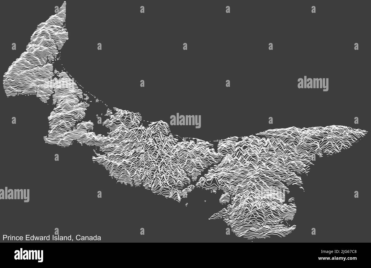 Topographic negative relief map of the Canadian province of PRINCE ...