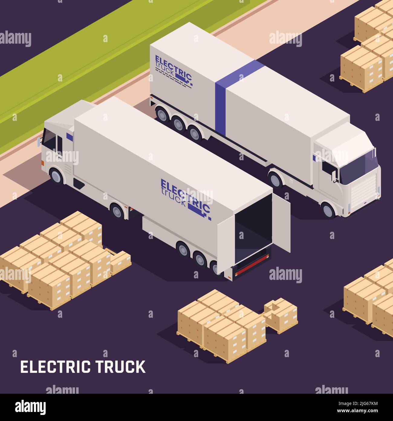 Modern heavy duty electric trucks distribution facility loading ...