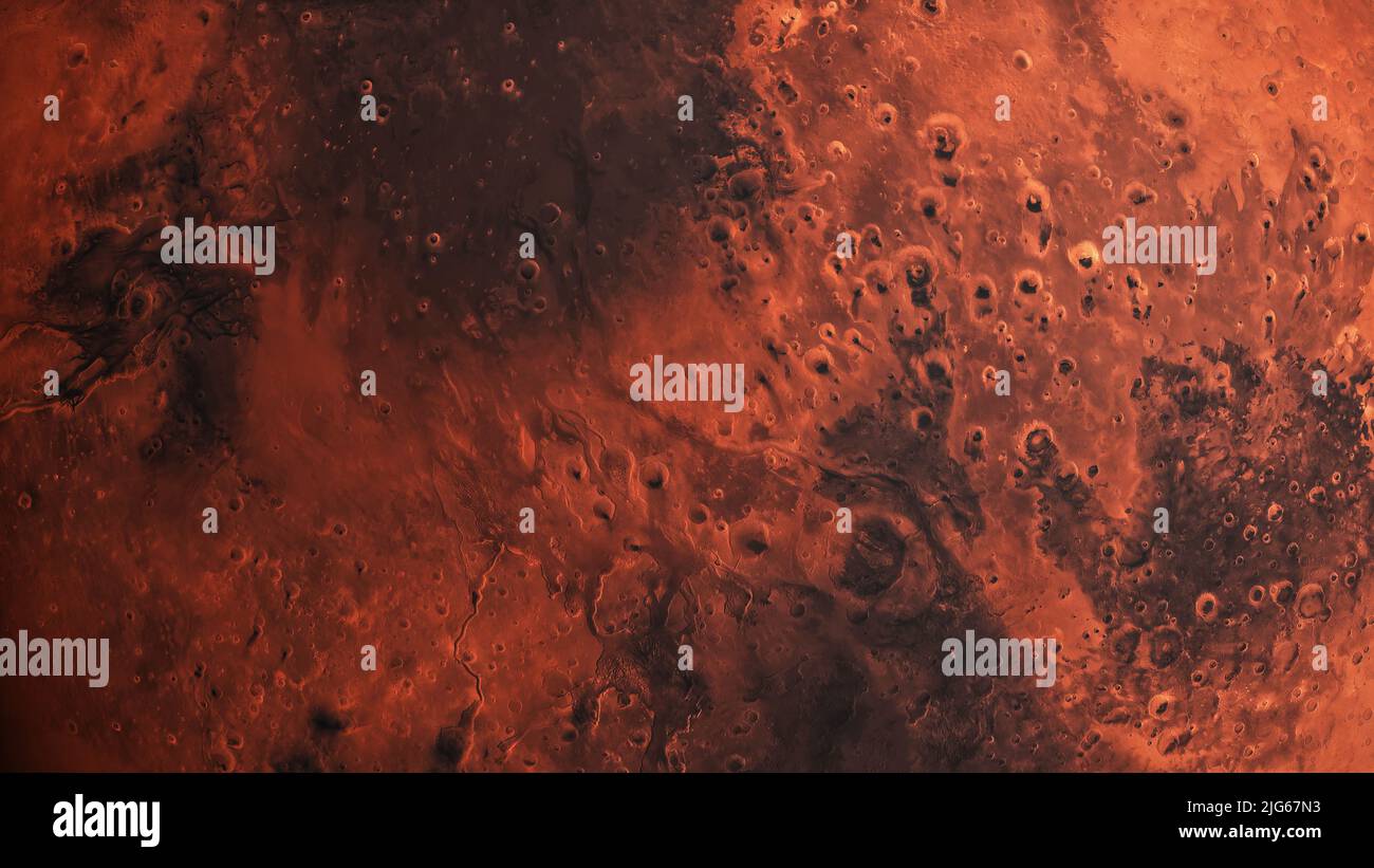 Surface detail of Mars, 3d rendering illustration. Parts of this image ...